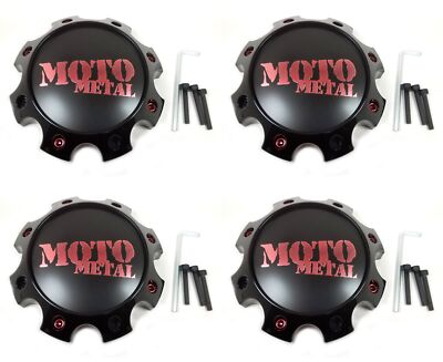 4 Moto Metal Black Wheel Center Hub Caps for 8Lug MO978 Razor MO202 ...