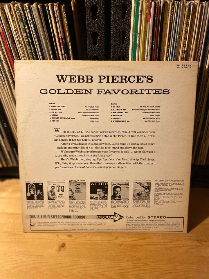 Webb Pierce – Webb Pierce's Golden Favorites Vintage 33rpm VG+ AB36 | eBay