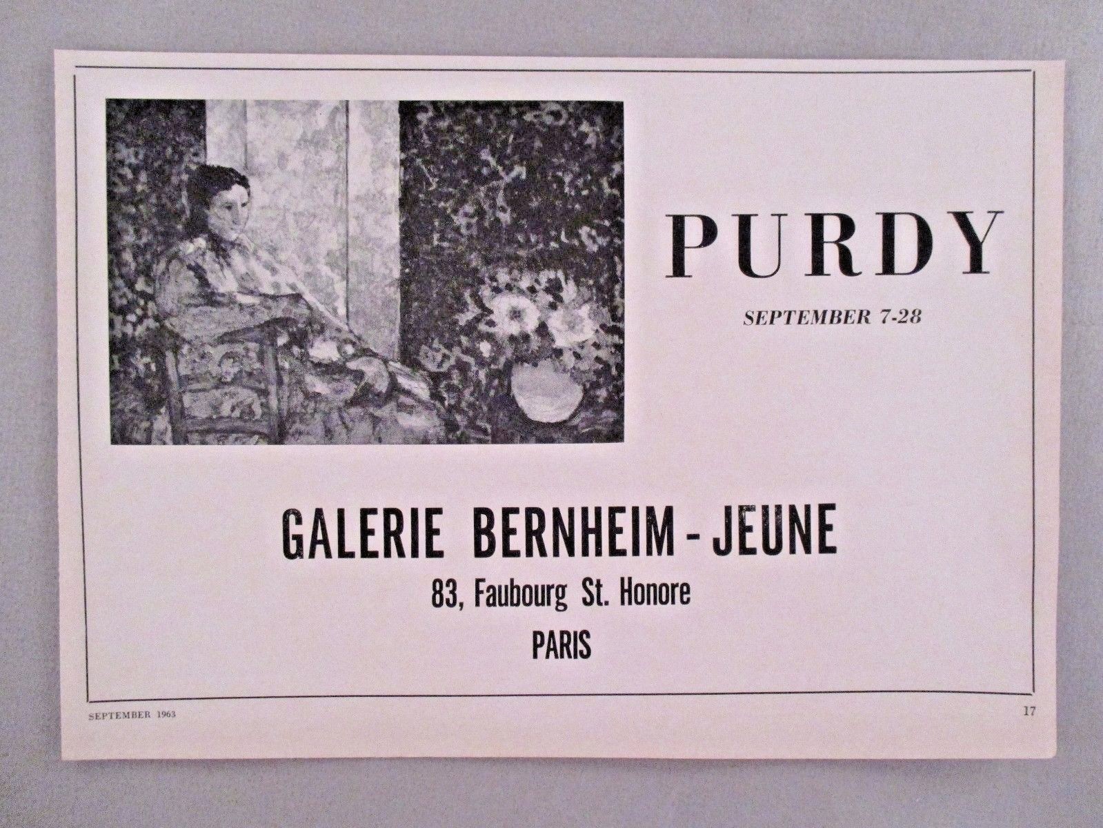 Purdy Art Gallery Exhibit PRINT AD - 1963 | eBay