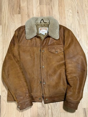 Schott NYC 545 Buffalo Leather Trucker Jacket Sheepskin Collar Large | eBay