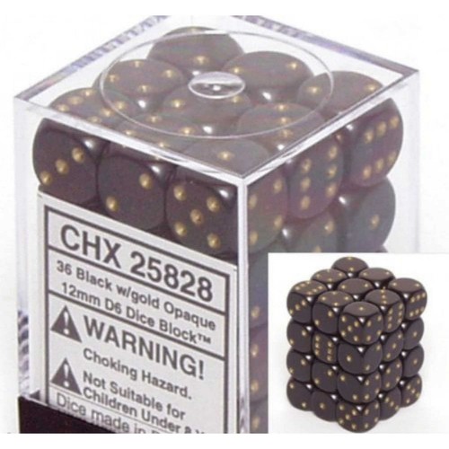 Set of 12mm D6 Dice (36): Black/Gold Opaque 601982022099 | eBay
