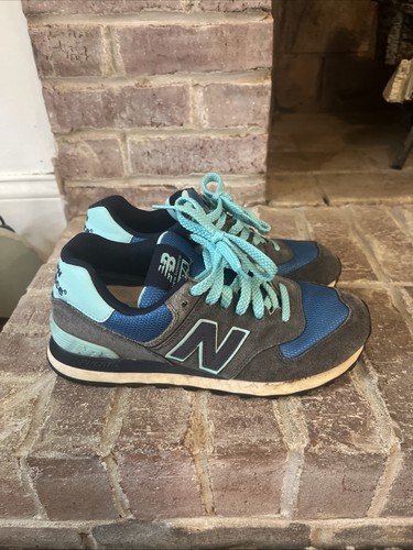 New Balance 574 Navy Blue Turquoise Sneakers Shoes Women’s 8 | eBay
