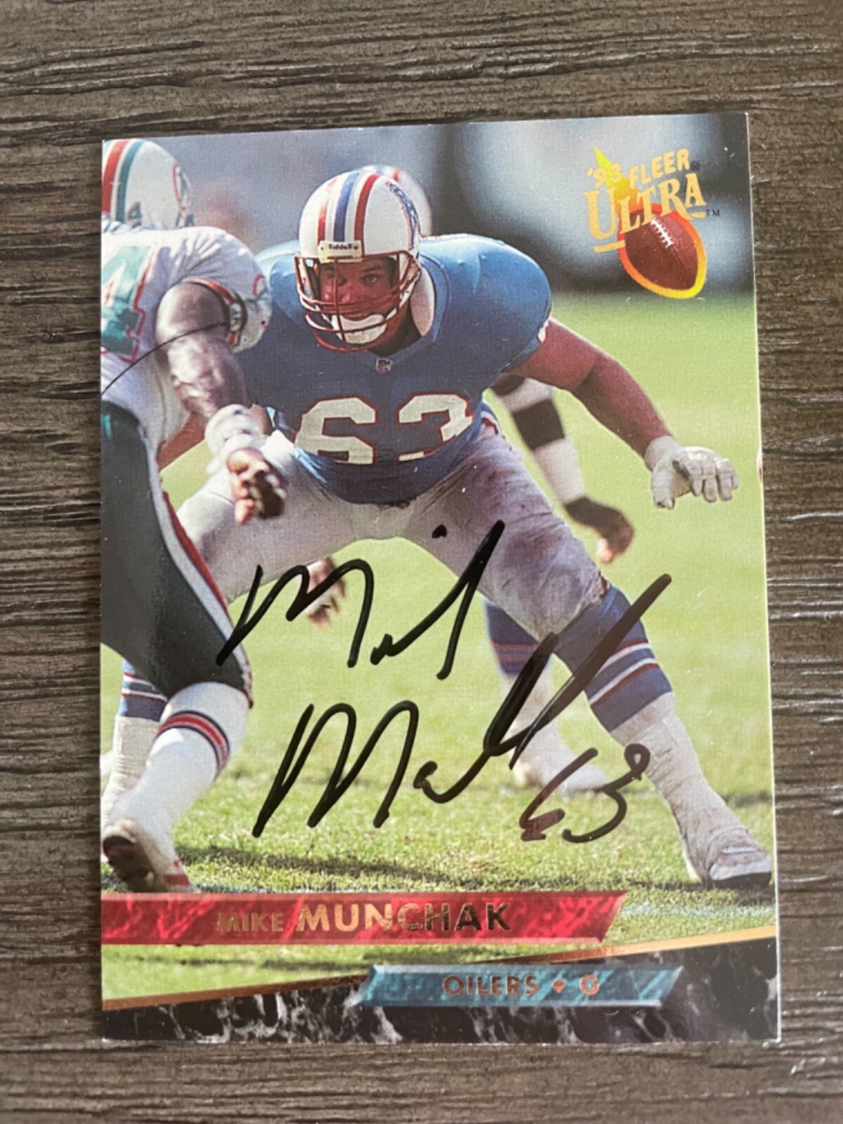 MIKE MUNCHAK Signed Autographed card Houston Oliers & NFL Hall of Famer ...