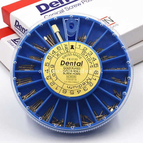 120 Pcs Dental Assorted 24K Gold Plated Conical Nordin Screw Posts Kits ...