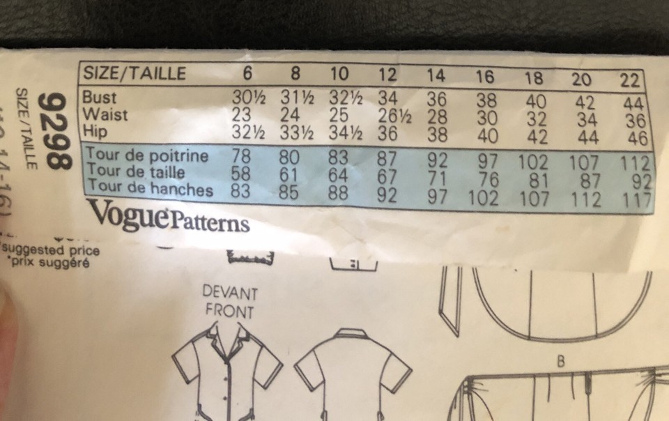 Vogue 9298 Shirt Skirt Bra Size 12-14-16 1985 CUT Pattern | eBay