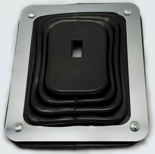 Universal Hurst Style Rubber Shifter Boot & Chrome Plate 5 5/8" X 6 3/4 ...