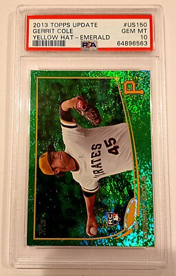 2013 Topps Update Gerrit Cole Yellow Hat Emerald Rookie US150 PSA 10 ...