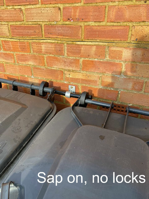 Bin Clamp, with built in wall/fence bracket LOCK on or SNAP on | eBay UK