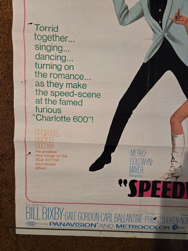 SPEEDWAY, Elvis Presley, Nancy Sinatra 1968 Original 27x41 Movie Poster ...