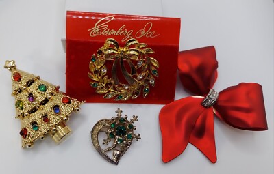 Eisenberg Ice Wreath Christmas Tree Holiday Bow Pin Lot | eBay