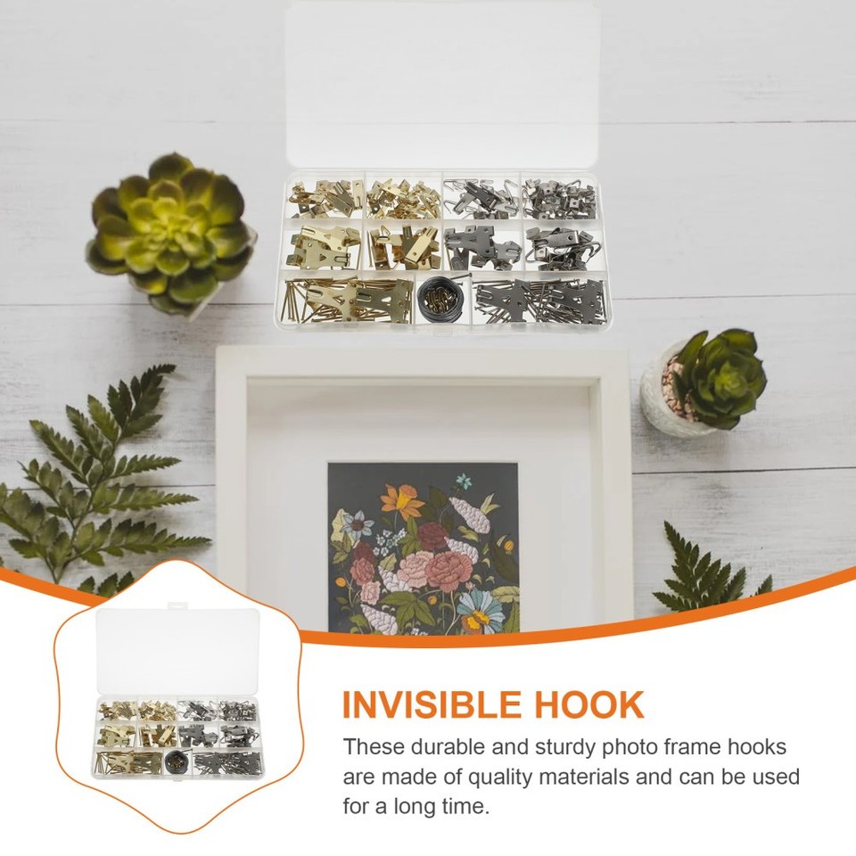 243 Pcs Reinforced Picture Frame Hooks Iron Invisible Painting Hanging ...