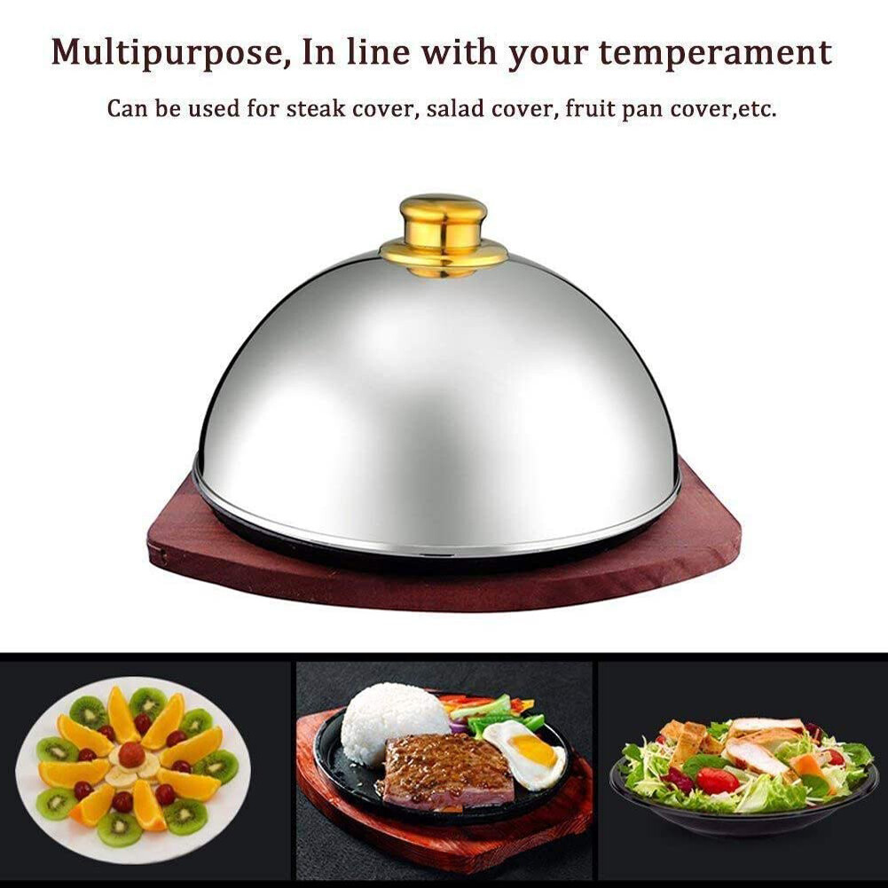 Stainless Steel Cloche Food Cover Dome Serving Plate Dish Dining Dinner ...