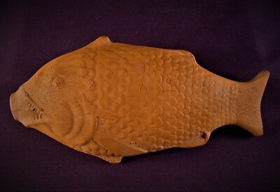 EXTREMELY RARE 1800s AMERICAN FISH FLASK RED WARE REDWARE YELLOW WARE ...
