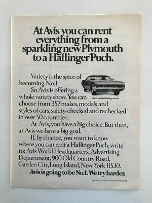Avis is going to be No.1. Vintage 1970's Print Ad | eBay