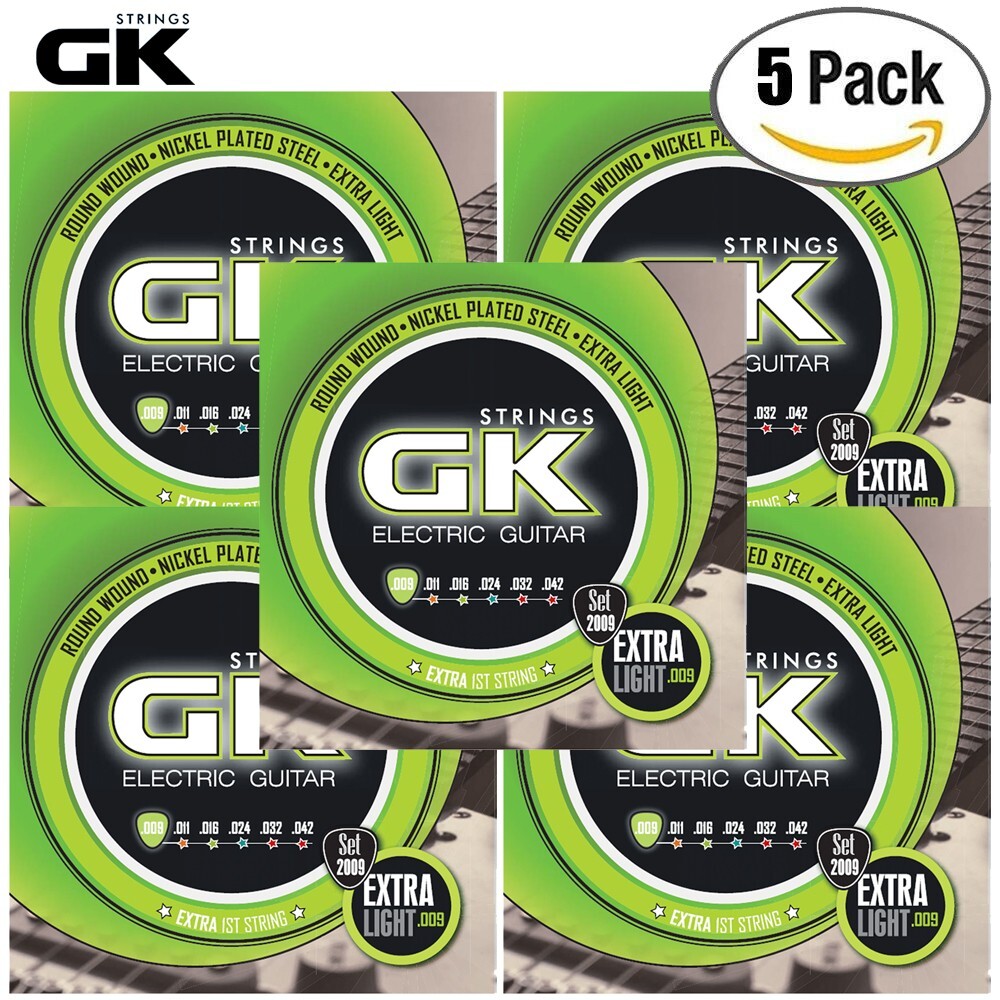5-PACK GK 2009 Nickel Plated Steel Extra Light Electric Guitar Strings ...