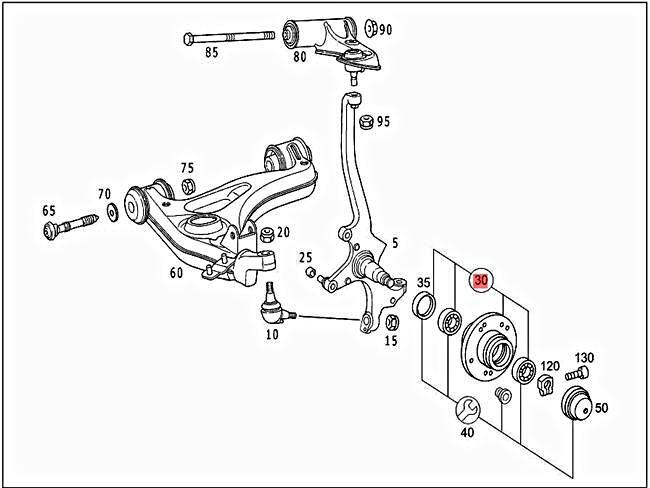 Genuine MERCEDES A208 C208 R170 S202 S210 W202 W210 Front wheel hub ...