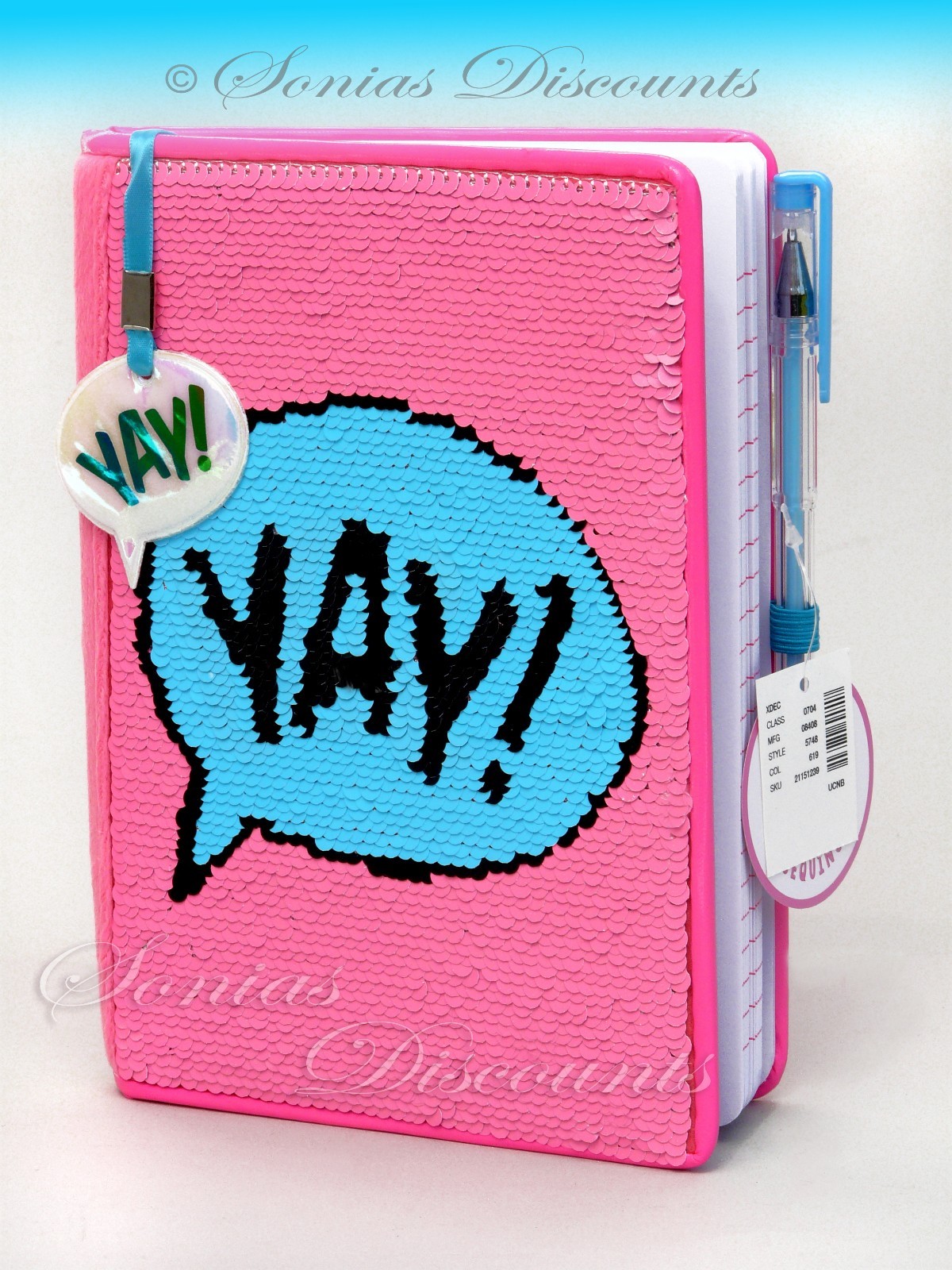 JUST REDC'D. JUSTICE Girls Journal Diary Notebook-Reversible Sequins-V ...