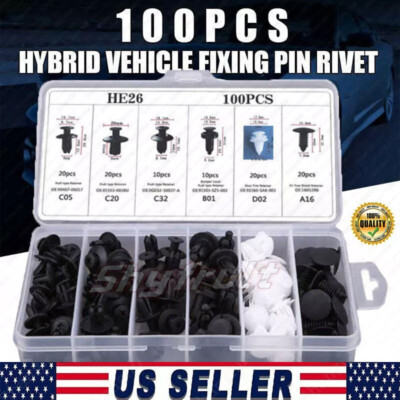 For Ford 100Pcs Bumper Hood Clips Retainer Rivet Fastener-Fender-Push ...