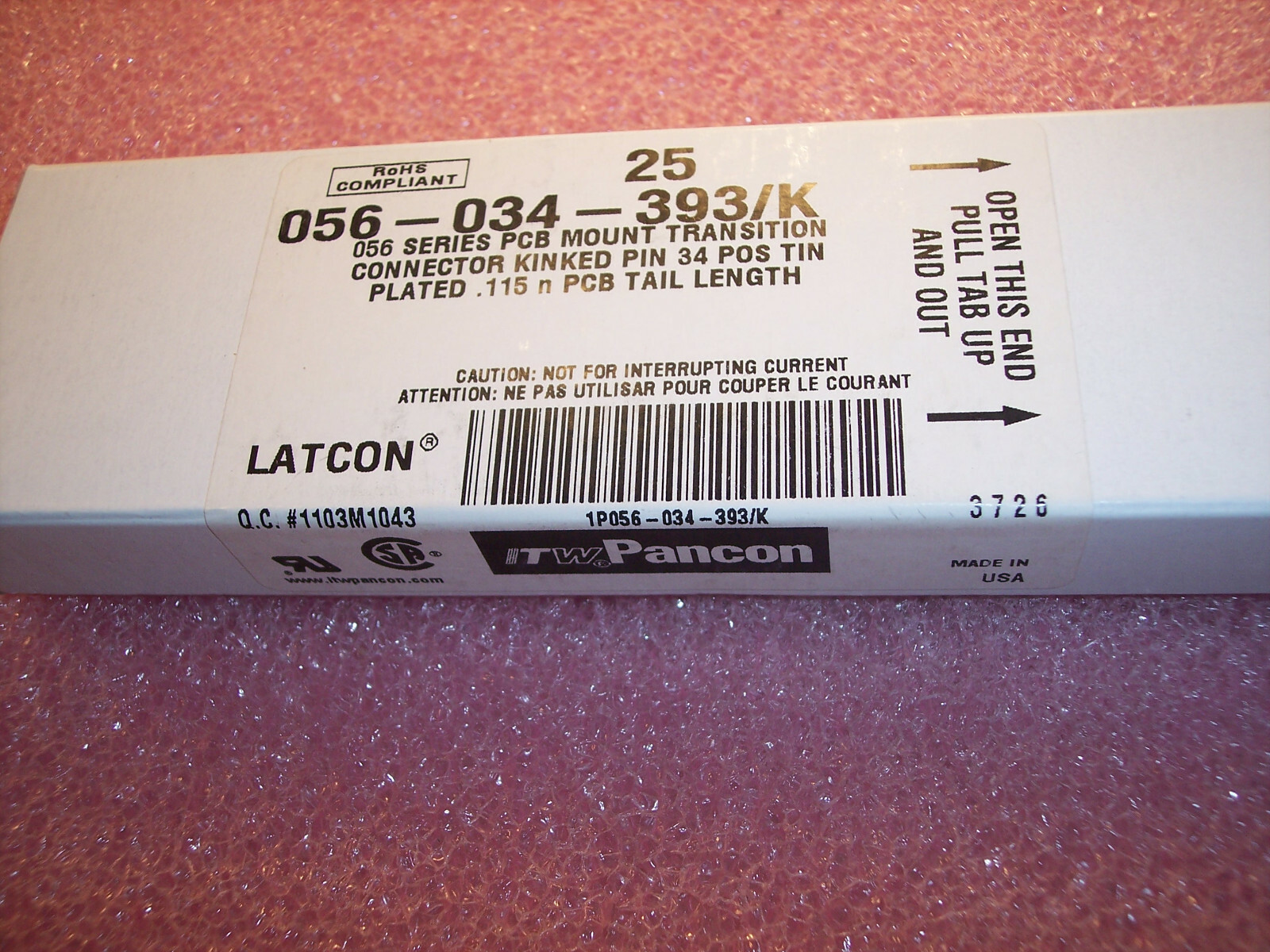 QTY (25) 34 POSITION IDC RIBBON CONNECTORS 2.54mm 056-034-393/K ITW ...