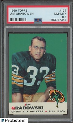 1969 Topps Football #124 Jim Grabowski Green Bay Packers PSA 8.5 NM-MT+ ...