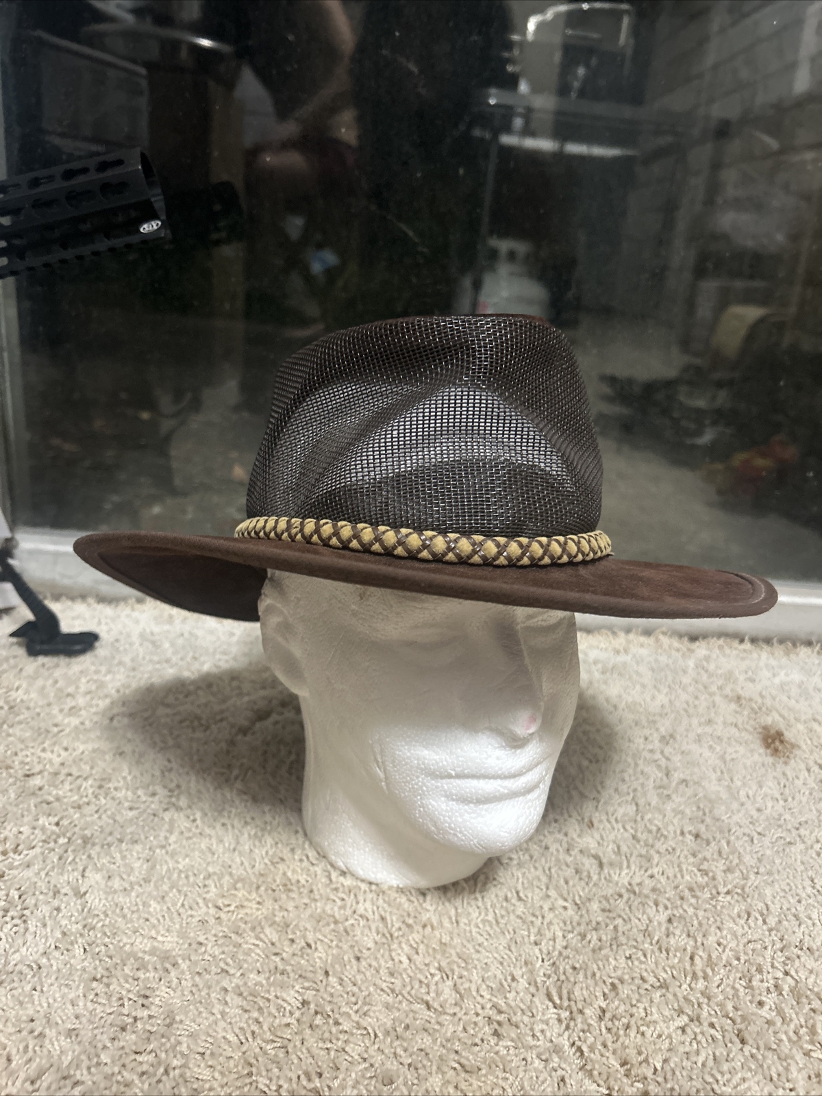 MONTEREY BAY BREEZE BROWN SUEDE LEATHER MESH CRUSHABLE OUTBACK SAFARI ...