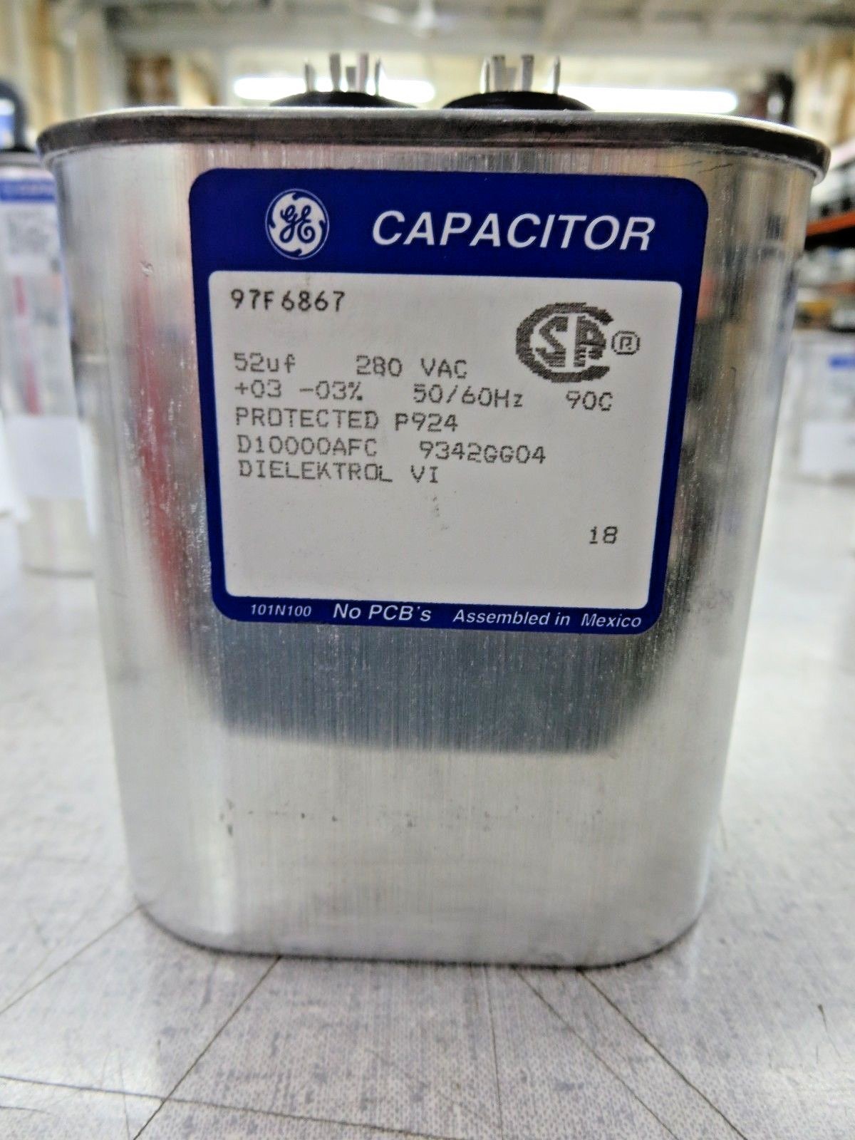 General Electric 97F6867 Oval Capacitor (52uF, 280VAC, 50/60Hz) "NEW ...