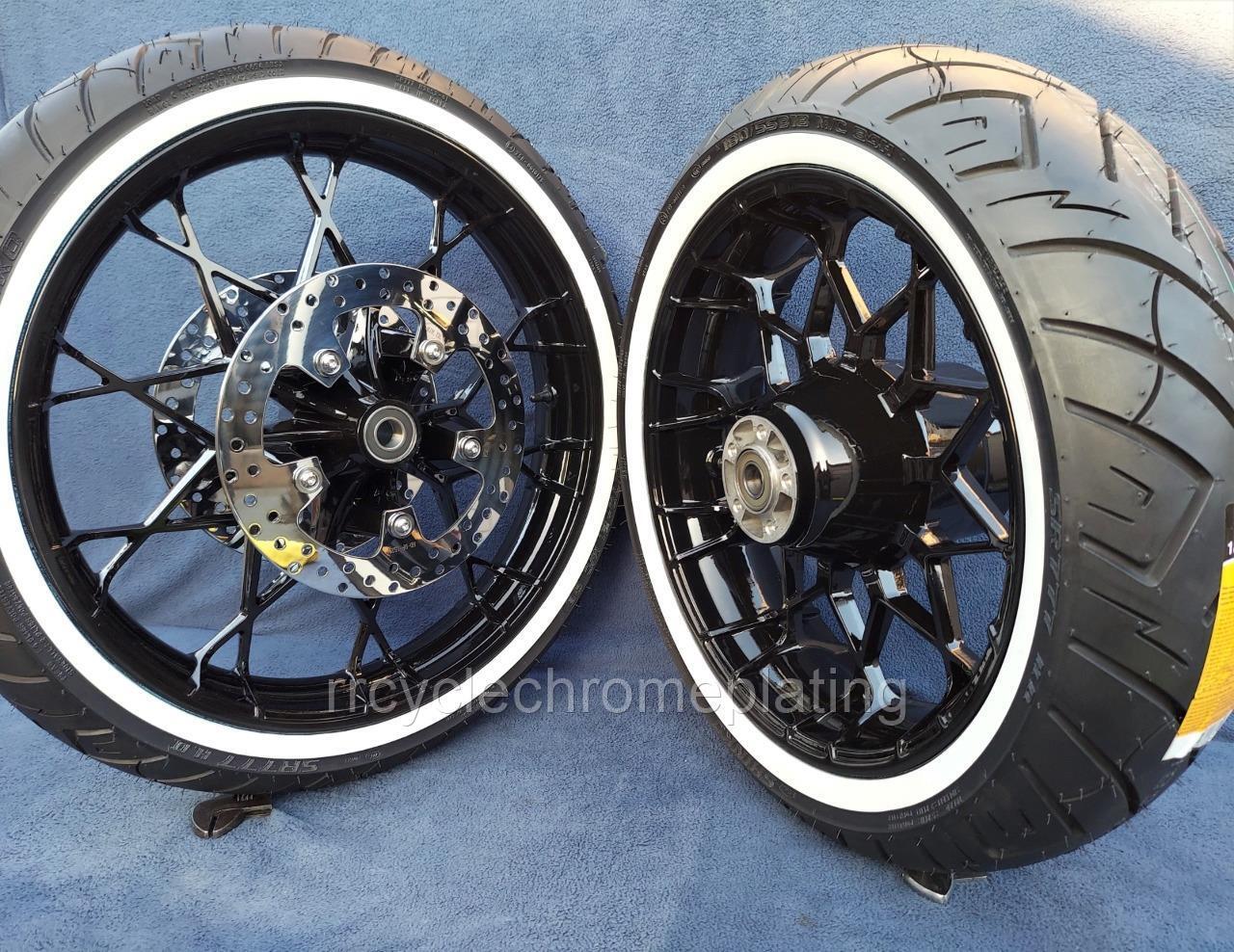 Harley Black 21" F & 18" R Prodigy Wheels Shinko Tires Rotor 09-23 Road ...