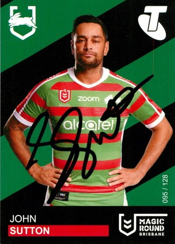 Signed 2019 SOUTH SYDNEY RABBITOHS NRL Card JOHN SUTTON Magic Round ...