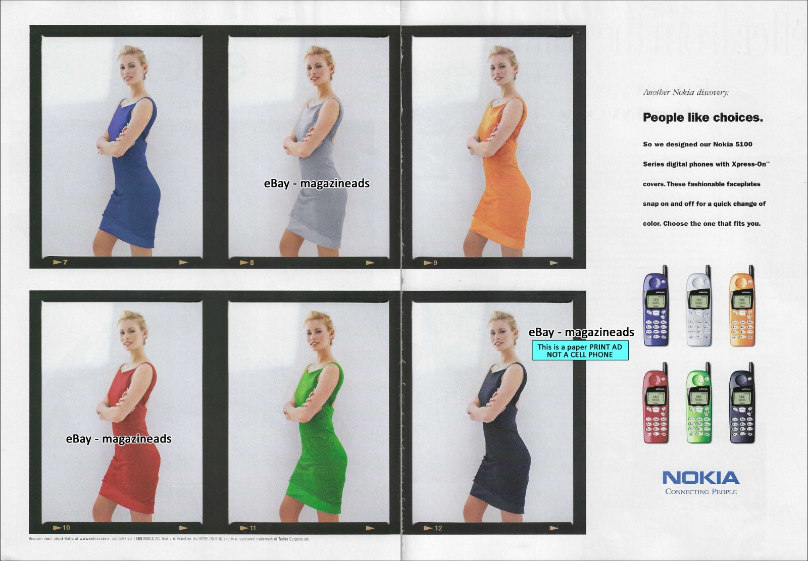 vintage NOKIA Cell Phones 2-Page PRINT AD 1998 NIKI TAYLOR People Like ...