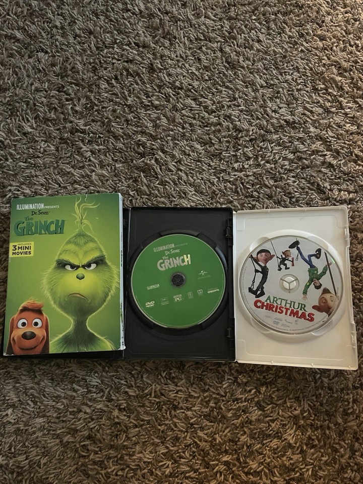 Dr. Seuss The Grinch (2018 DVD) & Arthur Christmas (2011 DVD) | eBay