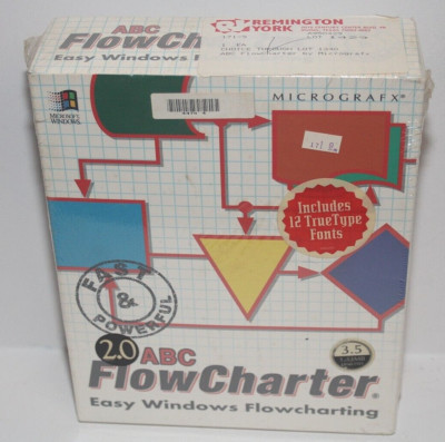 Vintage MicroGrafx ABC FlowCharter 2.0 Software NOS 3.5 Disk For PC ...