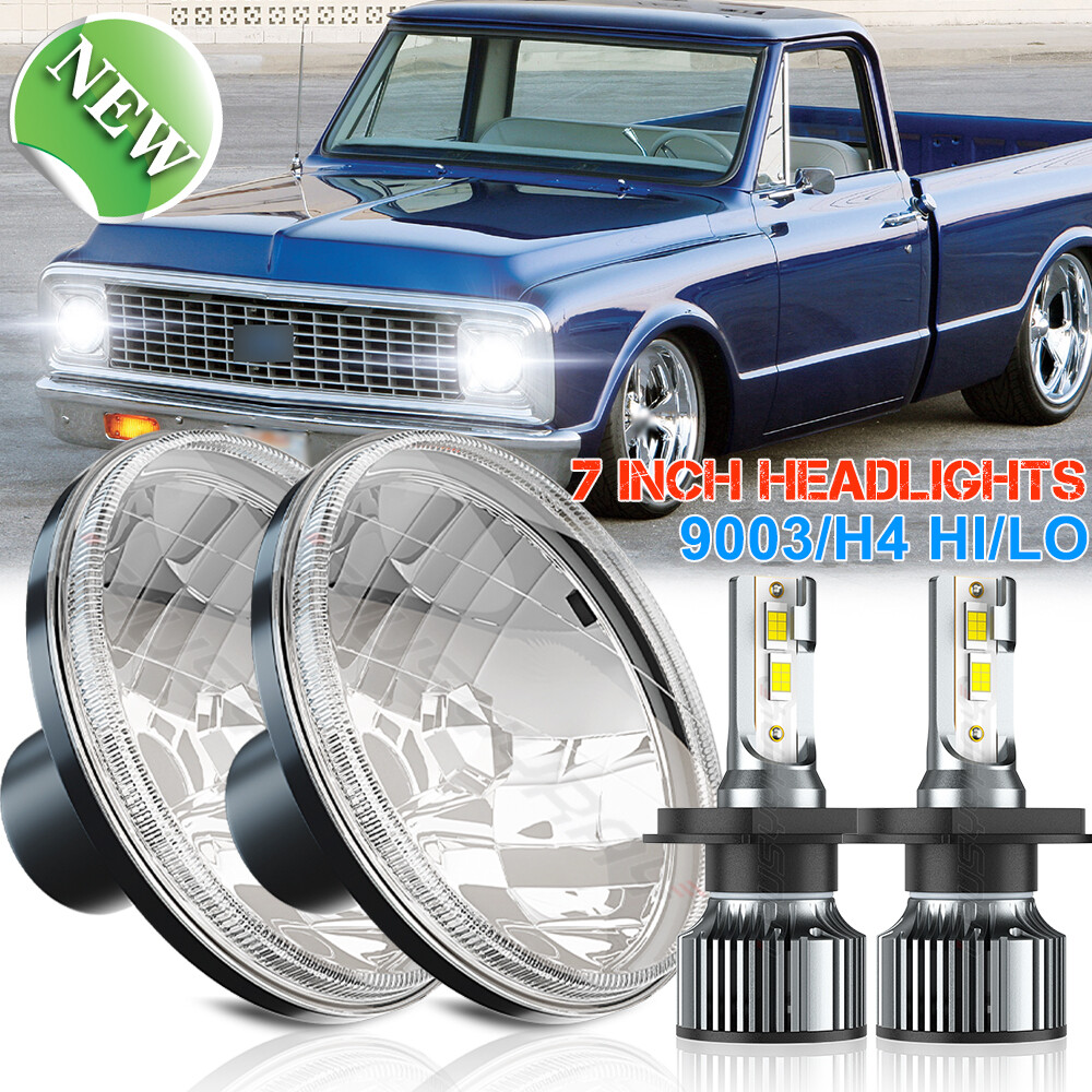 Pair 7" Inch Headlight Parts round High/Low Beam For Chevy Pickup ...