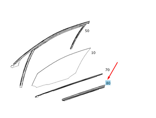 MB C W204 FRONT RIGHT DOOR WINDOW INSIDE SEALING RAIL A2047250265 NO🇺🇸 ...