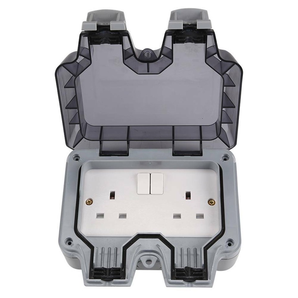 Weatherproof Outdoor 13A 2 Gang Twin Switched Double Socket Outside ...