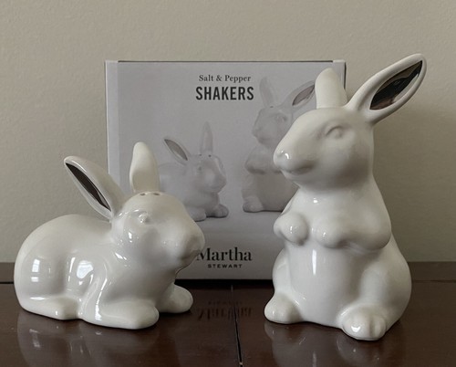 Bunny Rabbit White Salt And Pepper Shakers Martha Stewart NIB Easter ...