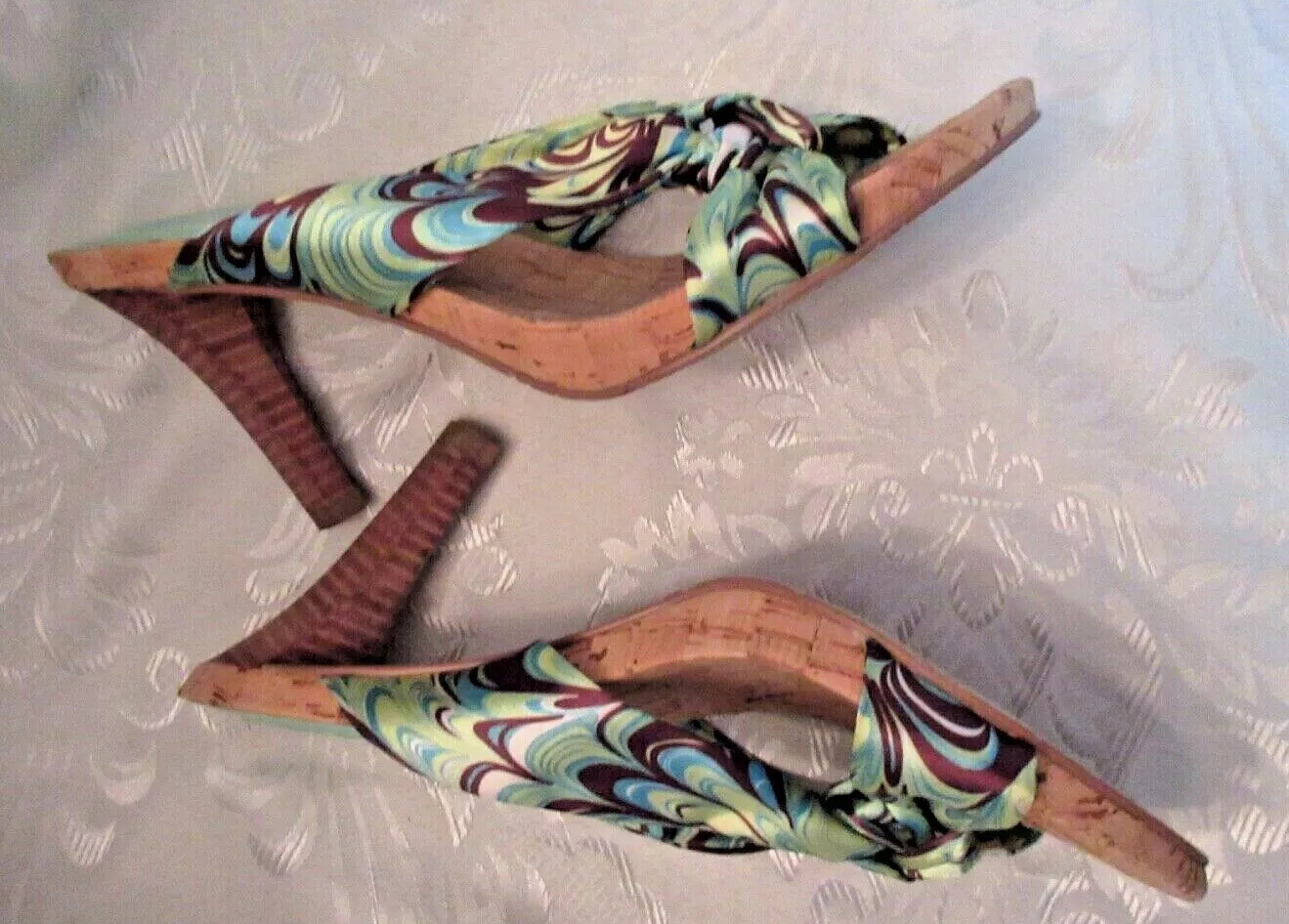 UNISA GREEN FLORAL FABRIC STRAPPY CLOGS SLIDES HEELS … - Gem