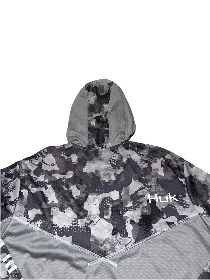 Huk Performance Fishing Men's XL Icon X Refraction Camo Hoodie Gray NWT ...