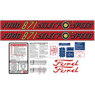 NEW 871 FORD TRACTOR COMPLETE DECAL KIT 871 SELECT-O-SPEED QUALITY ...