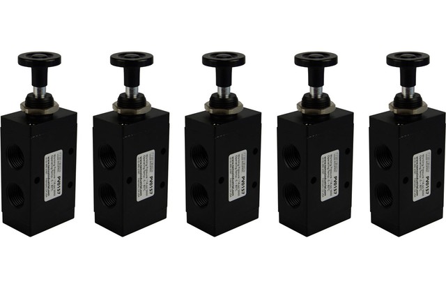 5x Hand Push Pull Pneumatic Air Control Valve 3 Port 3 Way 2 Position 1 ...