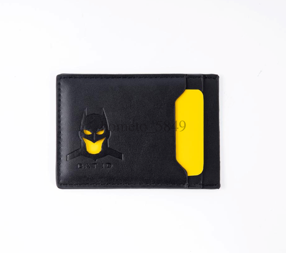Leather Bat ID Wallet for Men and Women - Superhero Face Eyes Cutout ...