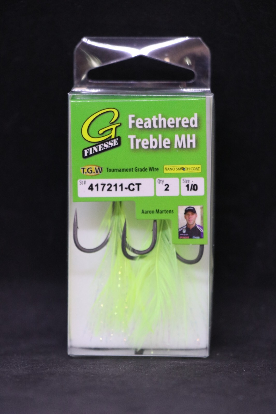 Gamakatsu G-Finesse Feathered Treble Hooks MH - Size 1/0 - Chartreuse ...