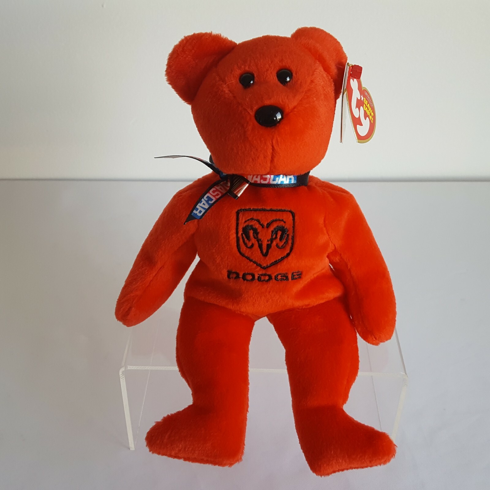 Ty Nascar Elliott Sadler #19 Original Beanie Babies Dodge Logo Red Bear ...