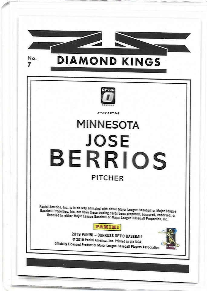 2019 Donruss Diamond Kings Optic Pink Prizm #7 Jose Berrios Minnesota ...
