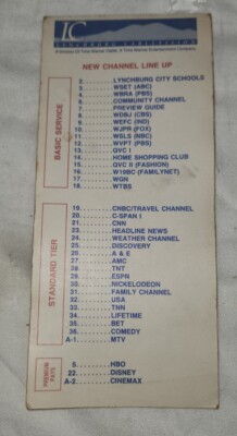 VTG Lynchburg Cablevision Chanel Guide Brochure Time Warner Pamphlet ...