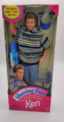 SHAVING FUN KEN DOLL by Mattel Barbie w/ Color Changing Beard, 1994 NIB ...