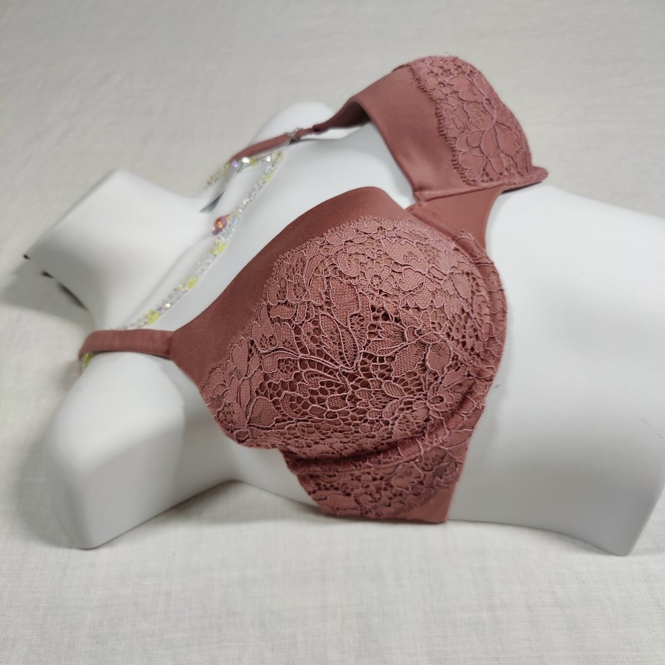 NEW Reveal Lingerie Rosewood Pink Perfect Demi With Lace Bra 34D RR0002 ...