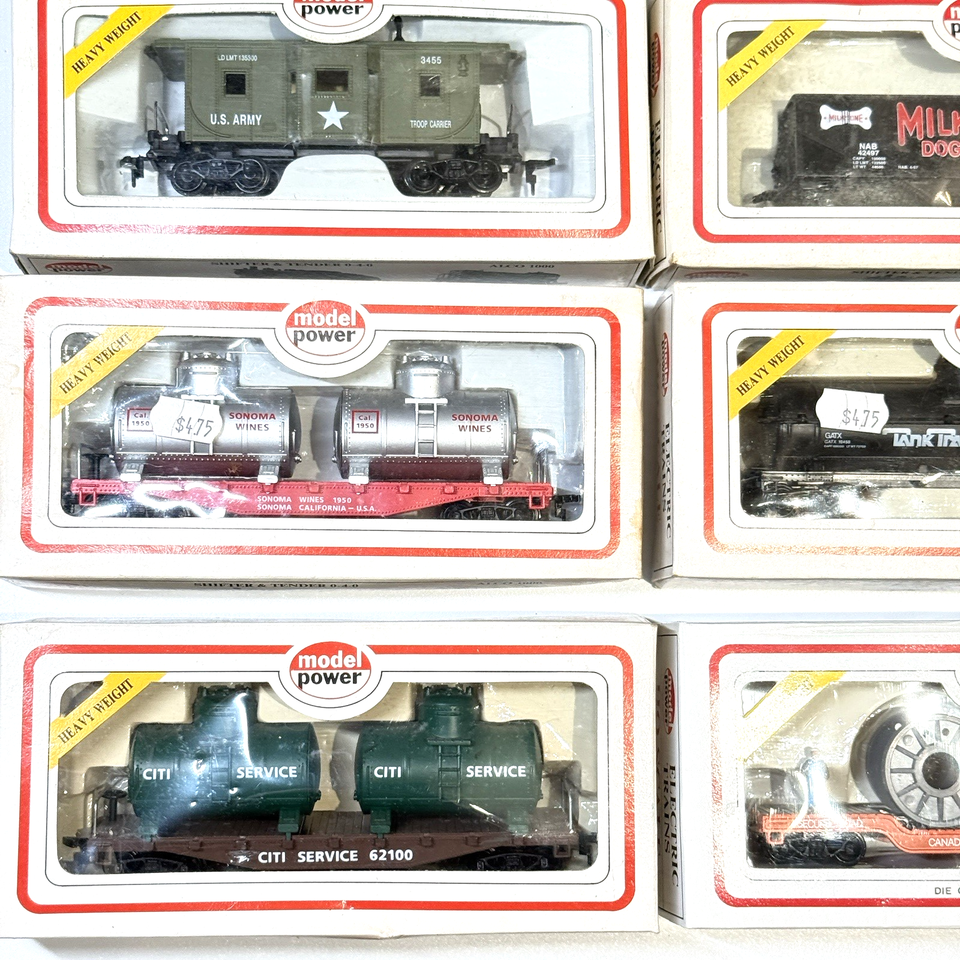 LOT OF 9- Model Power HO Scale Freight Flat Tanker Crane Box Car | eBay