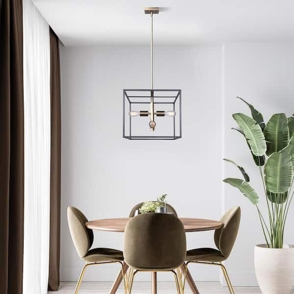 CANARM Zelda 4-Light Matte Black and Gold Square Chandelier | eBay