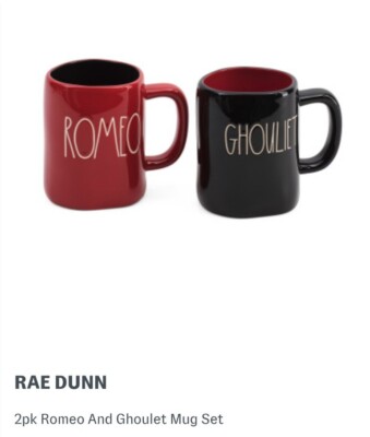 2 Rae Dunn Romeo And Ghouliet Mug/Cup Halloween, NEW | eBay