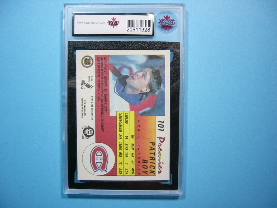1990/91 O-PEE-CHEE PREMIER NHL CARD #101 PATRICK ROY KSA 10 GEM MINT ...